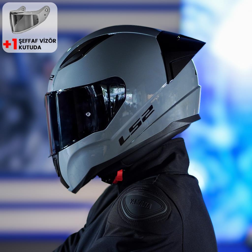 LS2 Rapid 2 Race Nardo Gri Kask ve Şeffaf Vizör - Ride4Moto