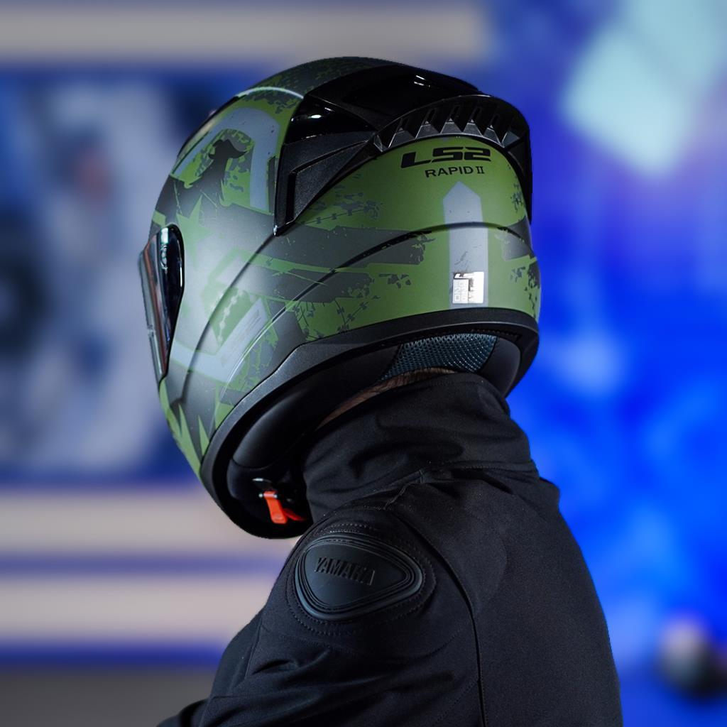 LS2 Rapid 2 Race Thunder Birds Mat Yeşil-Siyah-Gri Kask ve Şeffaf Vizör ...
